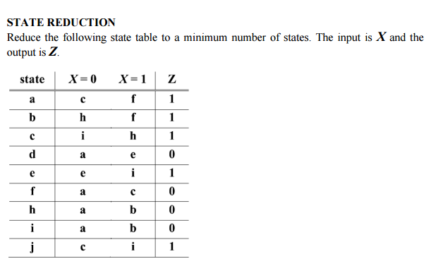 Solved Reduce the following state table to a minimum number | Chegg.com