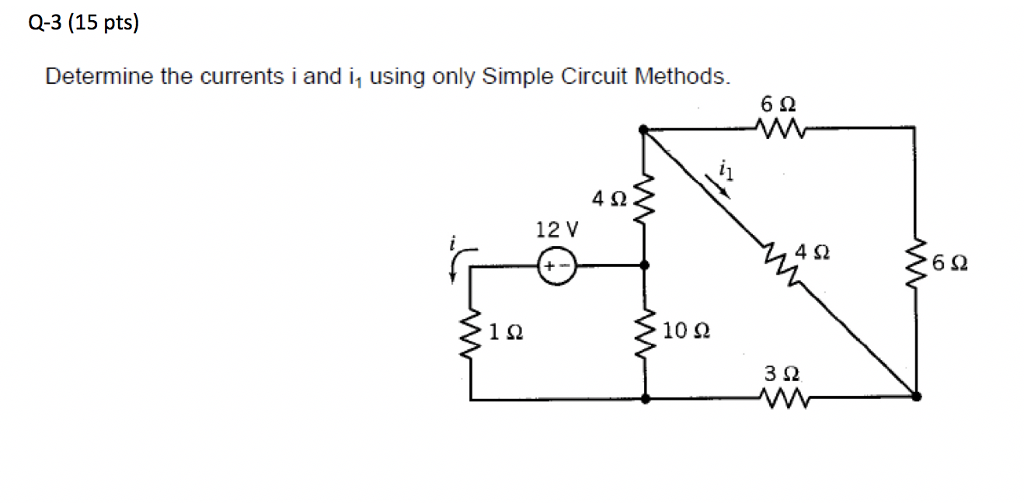 Solved Q-3 (15 pts) Determine the currents i and i1 using | Chegg.com Solved Q-3 (15 pts) Determine the currents i and i1 using | Chegg.com
