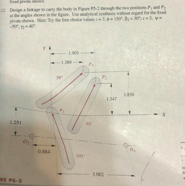Solved fixed pivots shown. Design a linkage to carry the | Chegg.com