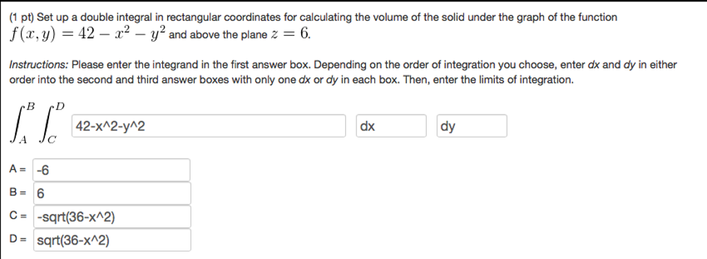 Solved Set up a double integral in rectangular coordinates | Chegg.com