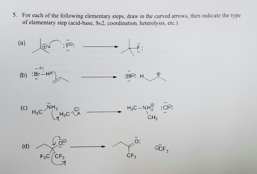 Solved For each of the following elementary steps, draw in | Chegg.com