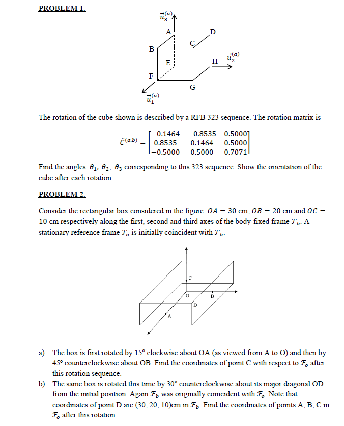 PROBLEM1 寸(a) lu (a) lu 寸(a) lu The rotation of the | Chegg.com