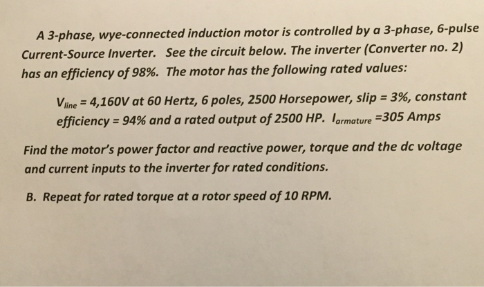 A 3-phase, wye-connected induction motor is | Chegg.com