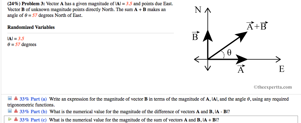 Solved Vector A has a given magnitude of |A| = 3J and | Chegg.com