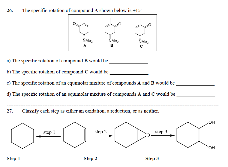 Solved 26. The specific rotation of compound A shown below | Chegg.com