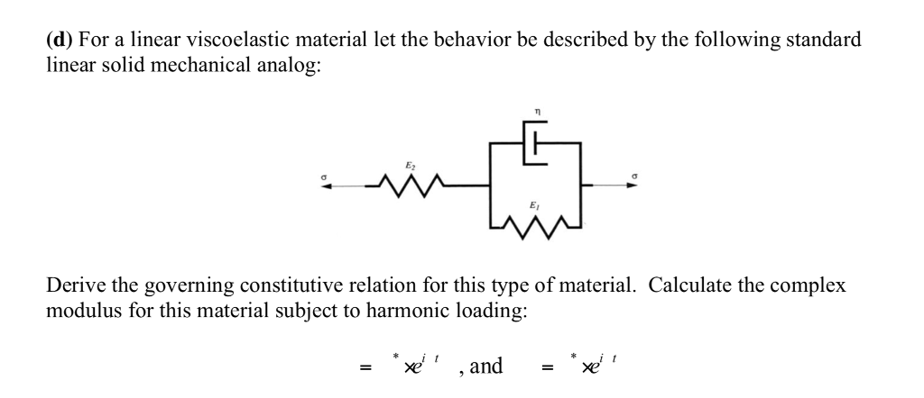 Solved (d) For a linear viscoelastic material let the | Chegg.com