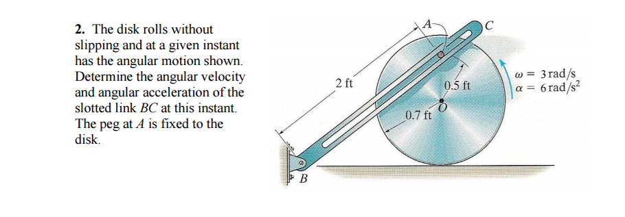 Solved The disk rolls without slipping and at a given | Chegg.com