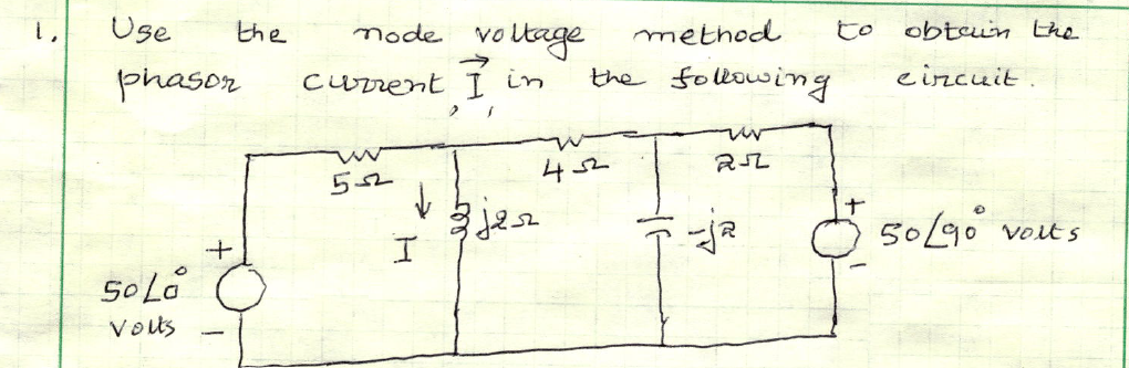 Solved Use the node voltage method to obtain the phasor | Chegg.com