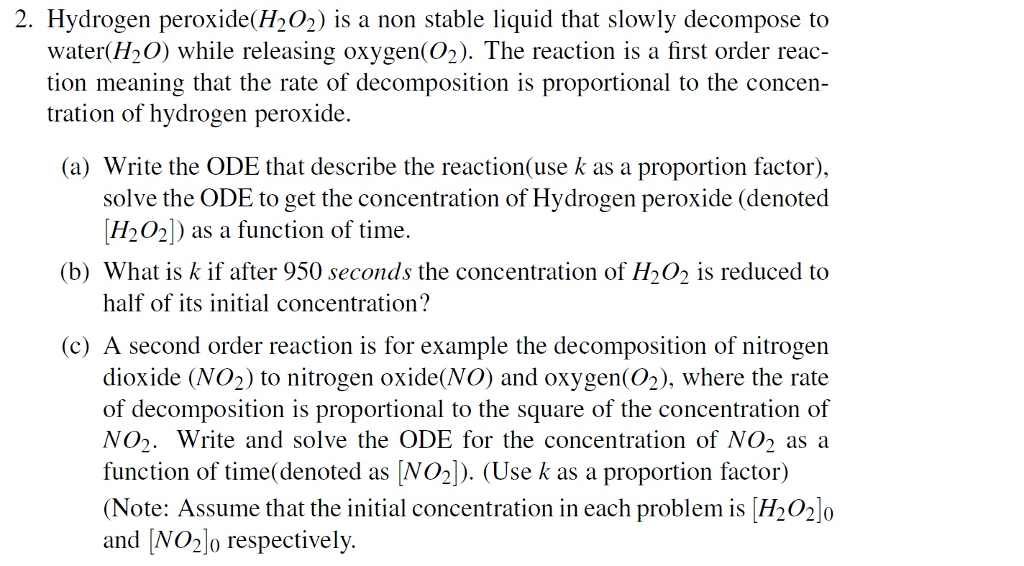 Solved Hydrogen peroxide (H_2 O_2) is a non stable liquid | Chegg.com