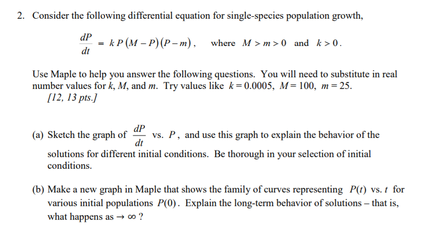 Solved 2. Consider the following differential equation for | Chegg.com