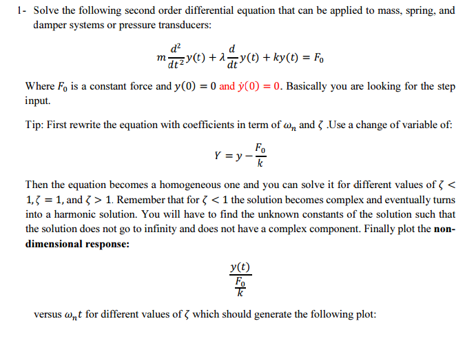 Solved 1- Solve the following second order differential | Chegg.com
