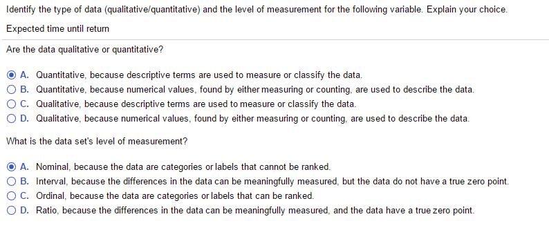 Solved Identify the type of data (qualitative/quantitative) | Chegg.com
