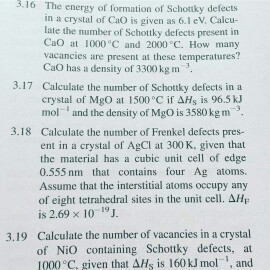 Solved The energy of formation of Schottky defects in a | Chegg.com