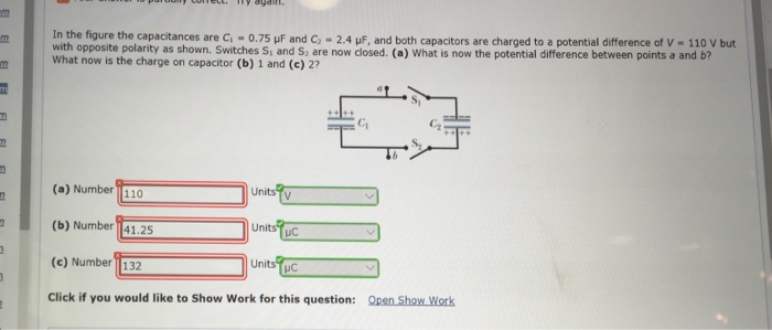Solved In the figure the capacitances are c,-0 75 μF and | Chegg.com