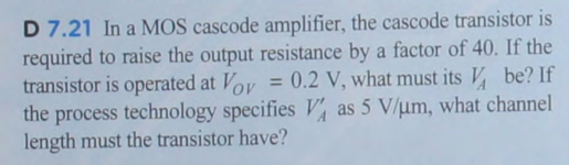 Solved In a MOS cascode amplifier, the cascode transistor is | Chegg.com
