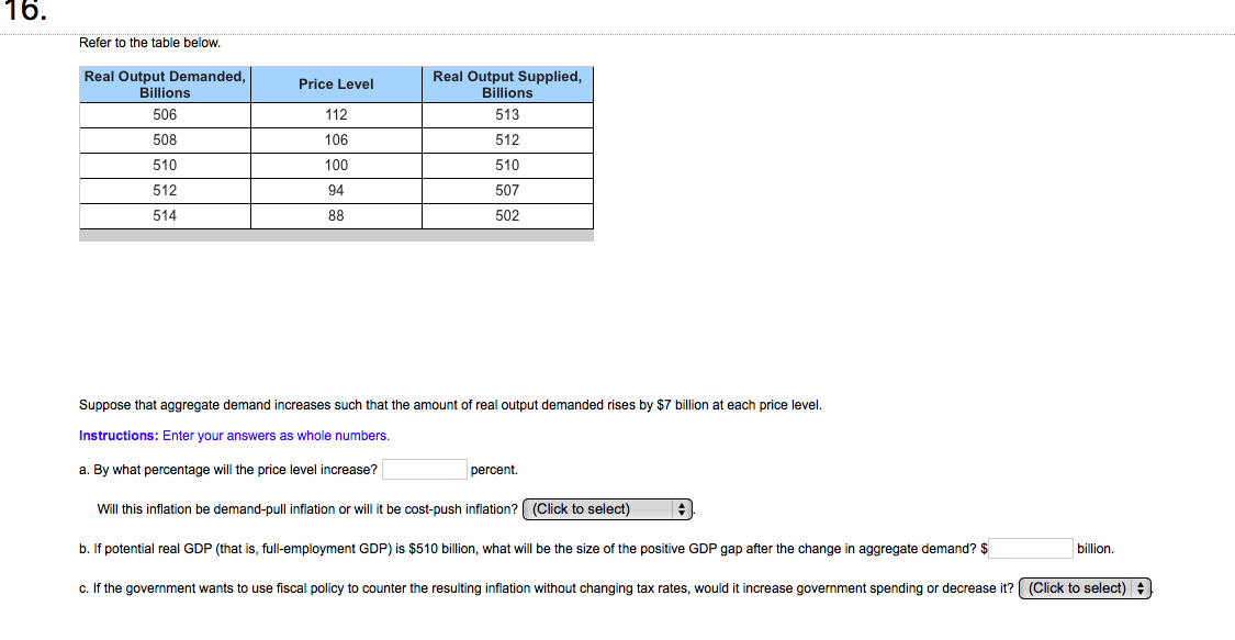 Solved Refer to the table below. Suppose that aggregate | Chegg.com