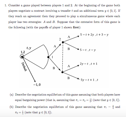 Consider a game played between players 1 and 2. At | Chegg.com