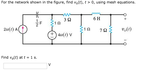 Solved For the network shown in the figure, find vo(t), t> | Chegg.com