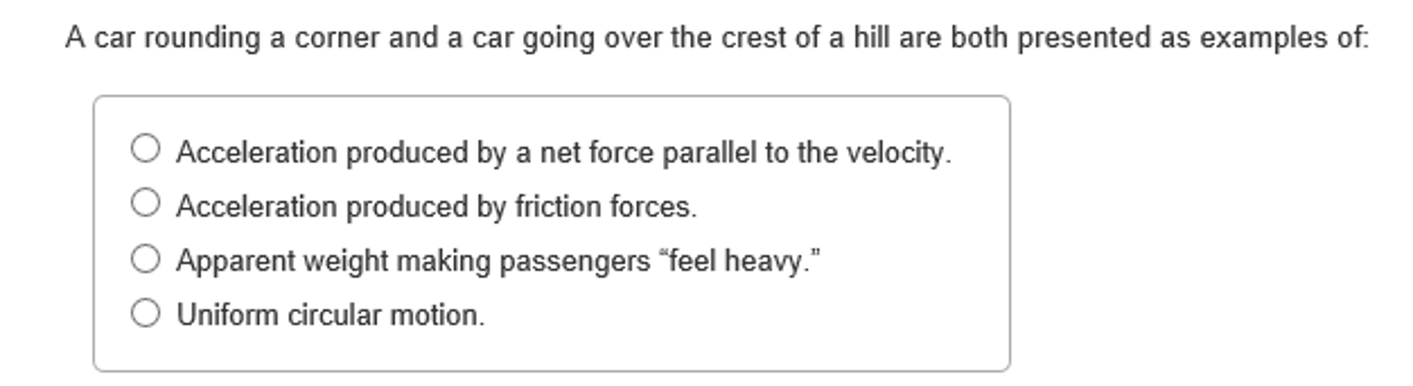 Solved A car rounding a corner and a car going over the | Chegg.com
