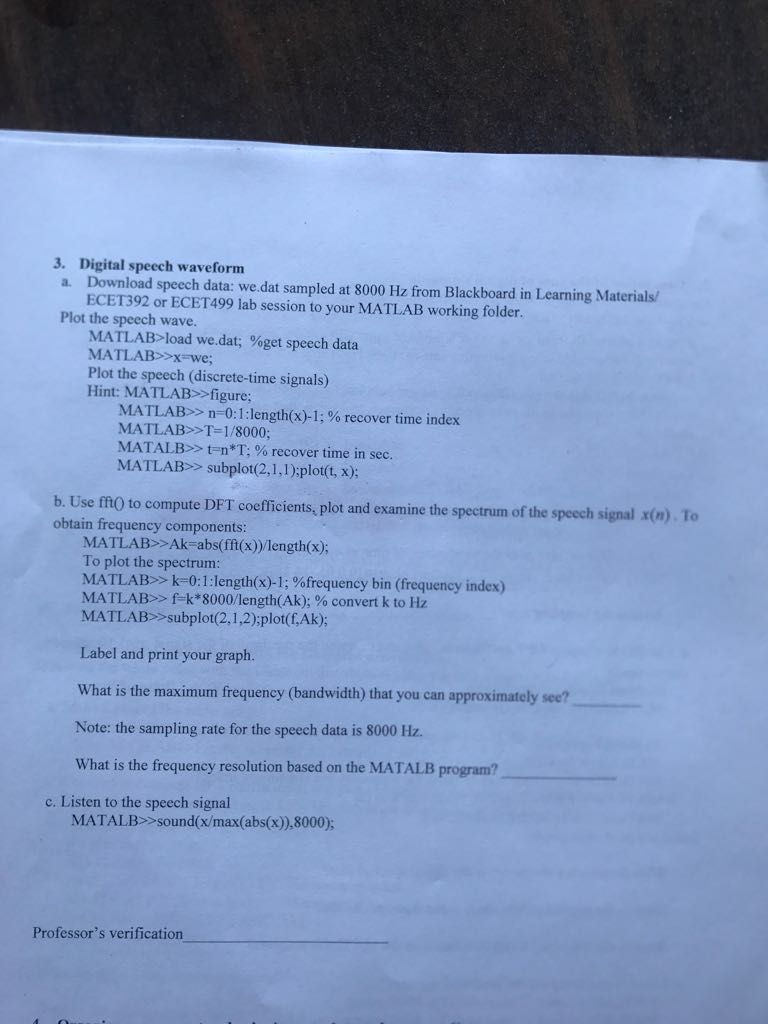 Solved Lab 4 SIGNAL SPECTRAL ANALYSIS UISNG MATLAB Due Date: | Chegg.com