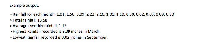 Solved 3. Rainfall Statistics (20 points) Write a program | Chegg.com