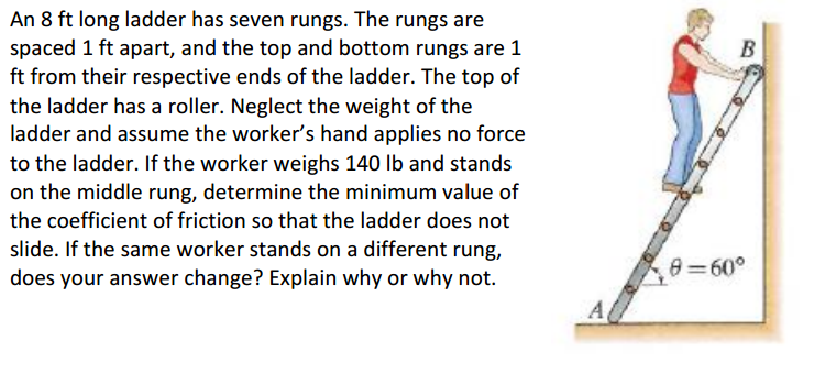Solved An 8 ft long ladder has seven rungs. The rungs are | Chegg.com