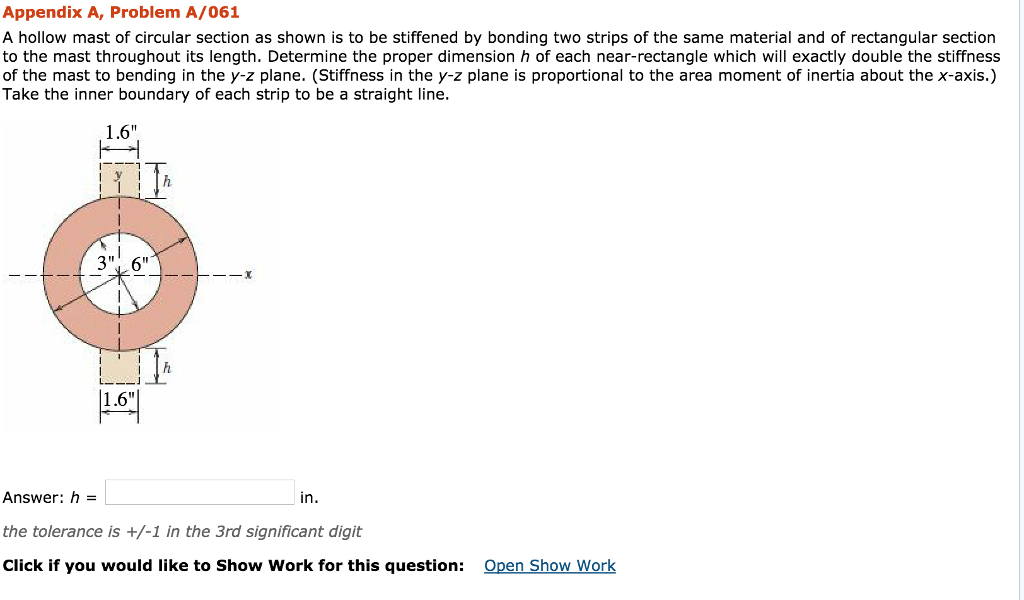Solved Appendix A, Problem A/061 A hollow mast of circular | Chegg.com