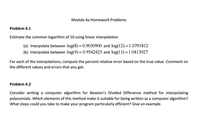 Solved Estimate the common logarithm of 10 using linear | Chegg.com