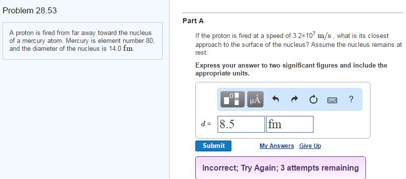 Solved A proton is fired from far away toward the nucleus of | Chegg.com