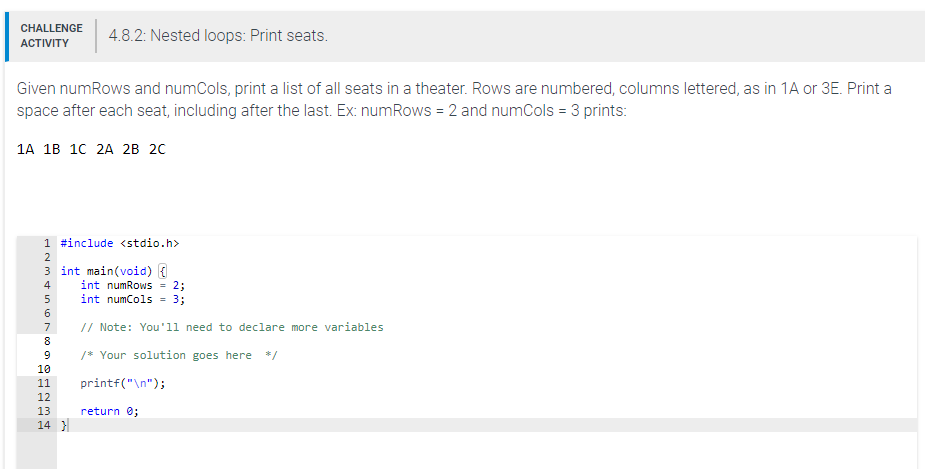 Solved I need only the past that says /*Your solution goes | Chegg.com