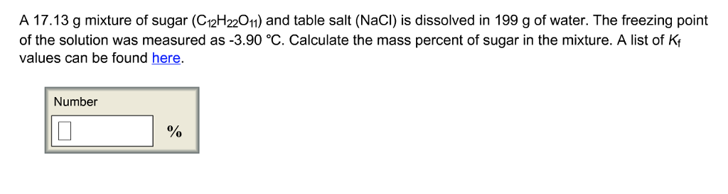 Solved A 17.13 g mixture of sugar (C12H2201) and table salt | Chegg.com