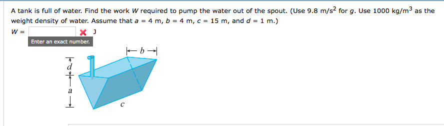 Solved A tank is full of water. Find the work W required to | Chegg.com