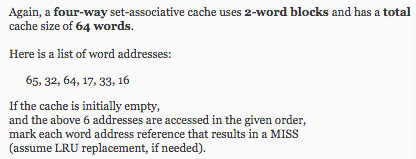 Solved A four-way set-associative cache uses 2-word blocks | Chegg.com