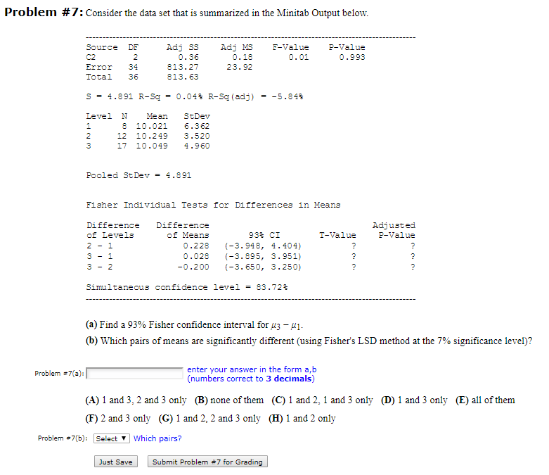 Solved Problem #7: Consider the data set that is summarized | Chegg.com