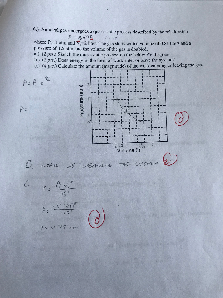 Solved 6.) An ideal gas undergoes a quasi-static process | Chegg.com