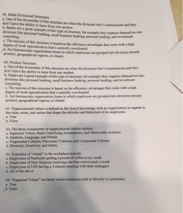 Solved Multi-Divisional Structures One of the downsides of | Chegg.com