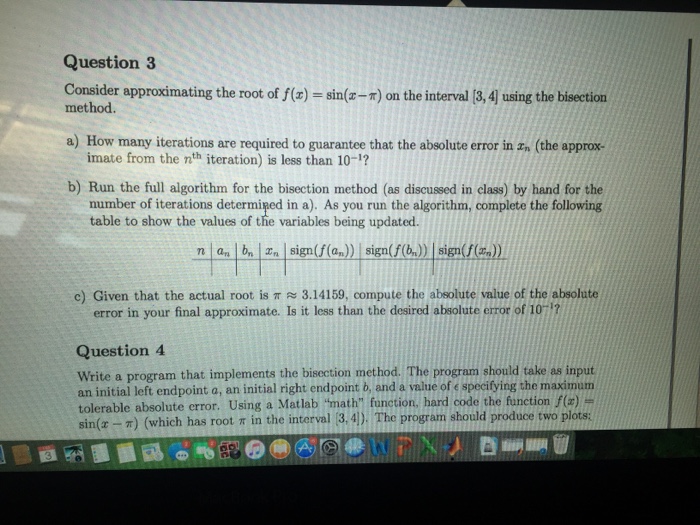 Solved Consider approximating the root of f(x) = sin(x-pi) | Chegg.com