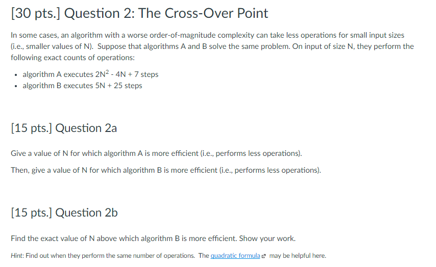 Solved [30 pts.] Question 2: The Cross-Over Point In some | Chegg.com