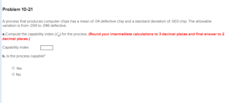 Solved Problem 10-21 A process that produces computer chips | Chegg.com