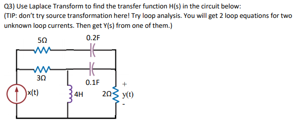 Solved Q2) Use Laplace Transform to find the transfer | Chegg.com