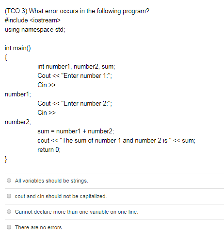 Solved What error occurs in the following program? #include | Chegg.com