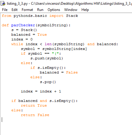 Solved sting 3 3.py CAUserslv ncenzo\Desktop\Algorithms | Chegg.com