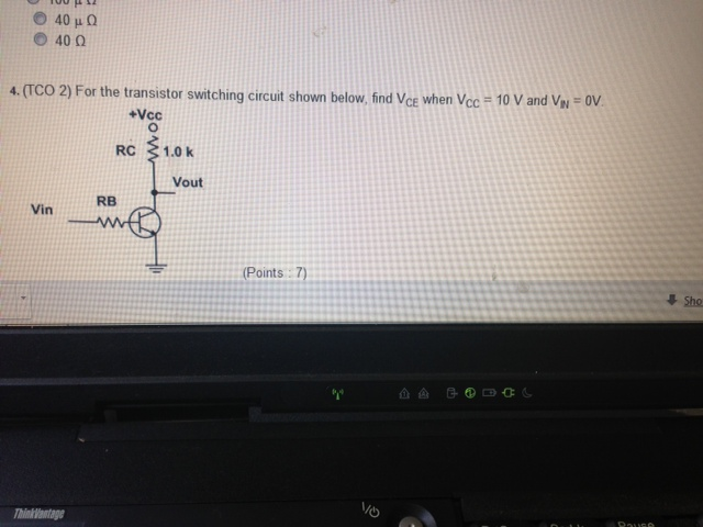 Solved For the transistor switching circuit shown below, | Chegg.com