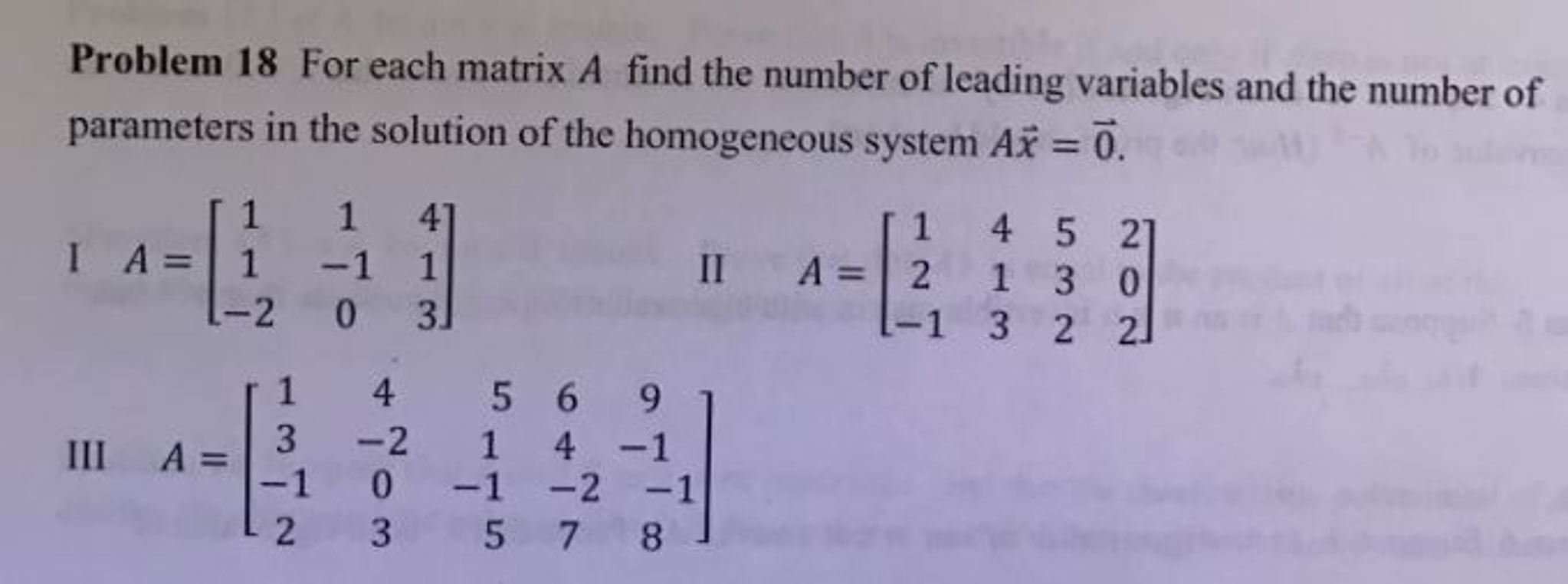 Solved For each matrix A find the number of leading | Chegg.com