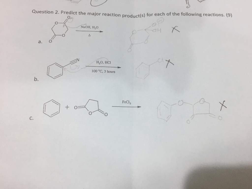 Solved Question 2. Predict the major reac tion product(s) | Chegg.com