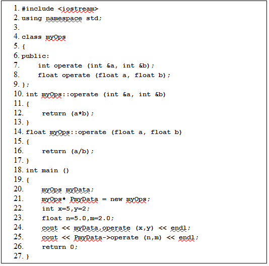 Solved 1·#include 2. using namespace std; 4. class myOps 6. | Chegg.com