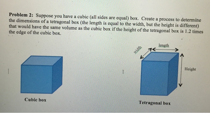 Solved Suppose you have a cubic (all sides are equal) box. | Chegg.com