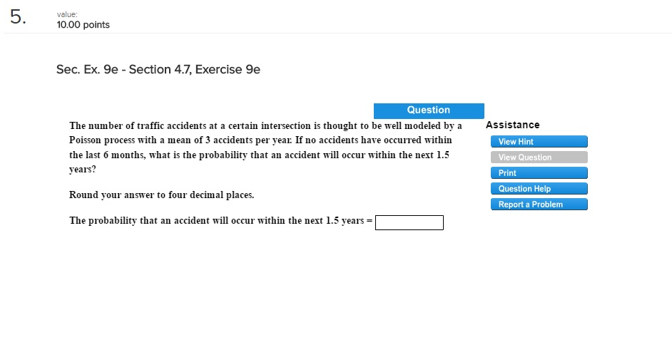 Solved The number of traffic accidents at a certain | Chegg.com