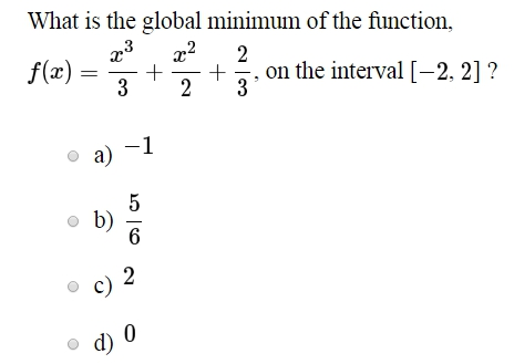 Solved What is the global minimum of the function. f(x) = | Chegg.com