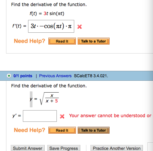 Solved Find the derivative of the function. f(t) = 3t | Chegg.com